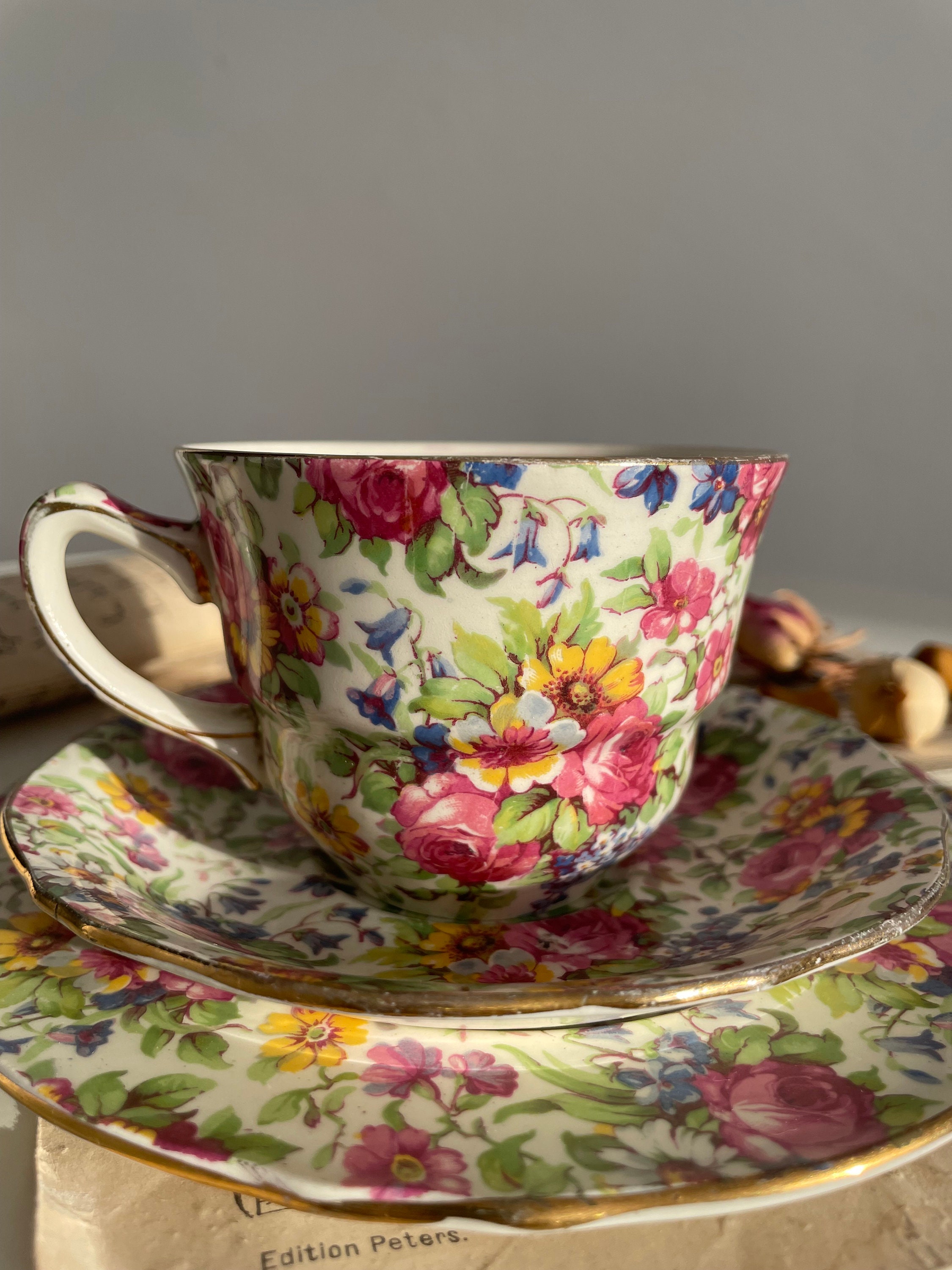 Royal Winton Summertime Tea Cup Trio Set - Etsy
