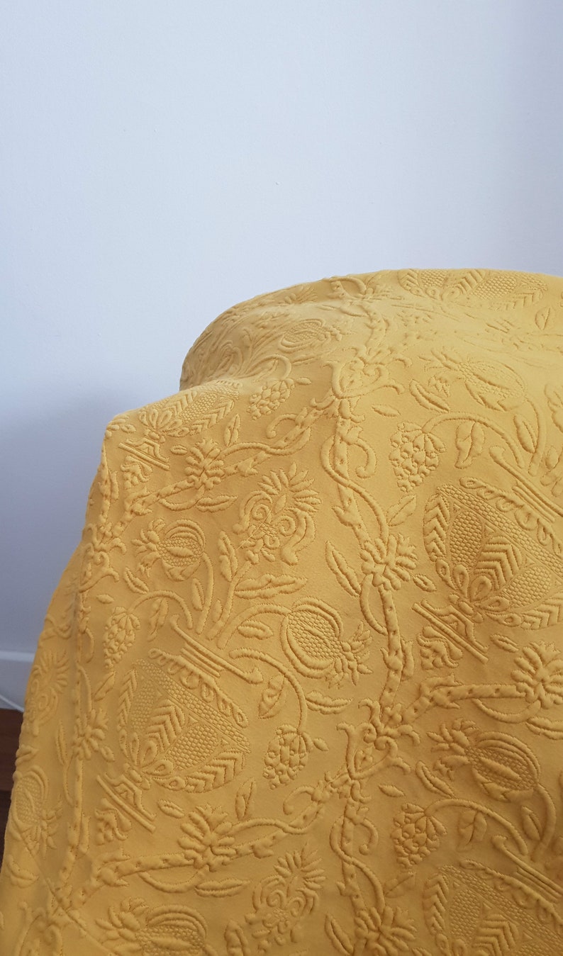 Vintage 1930s French Coverlet Yellow French Pique Bedcover & Blue ...