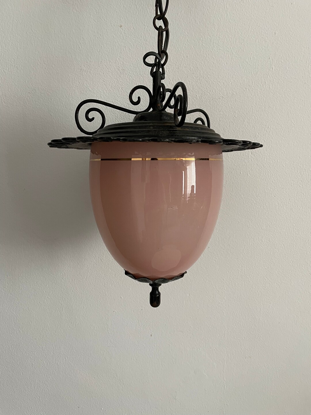 Art Deco Pink Glass Ceiling Light Etsy
