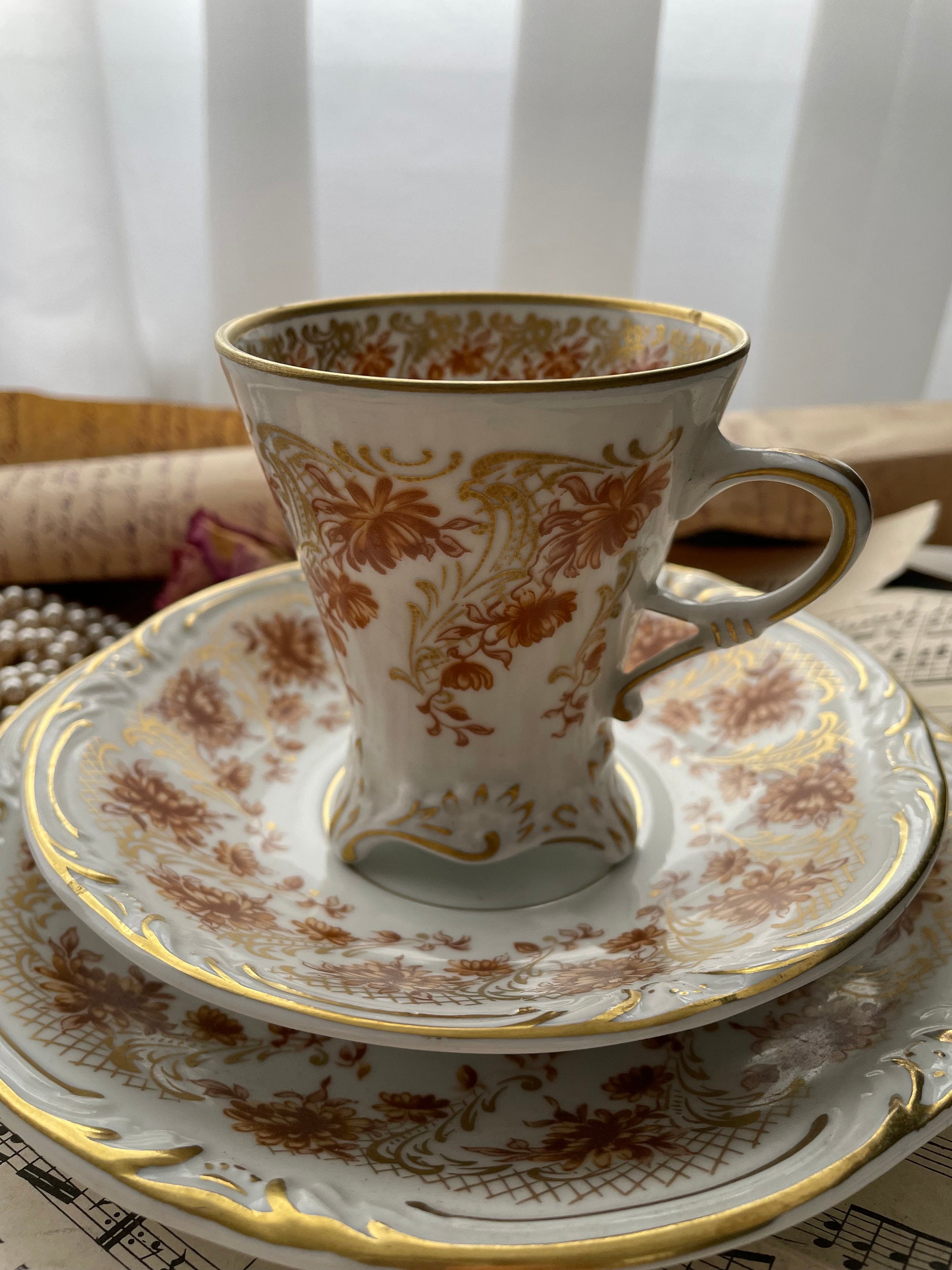 Vintage Tea Cup and Saucer Porcelain Tea Cup Trio Set From Germany - Etsy