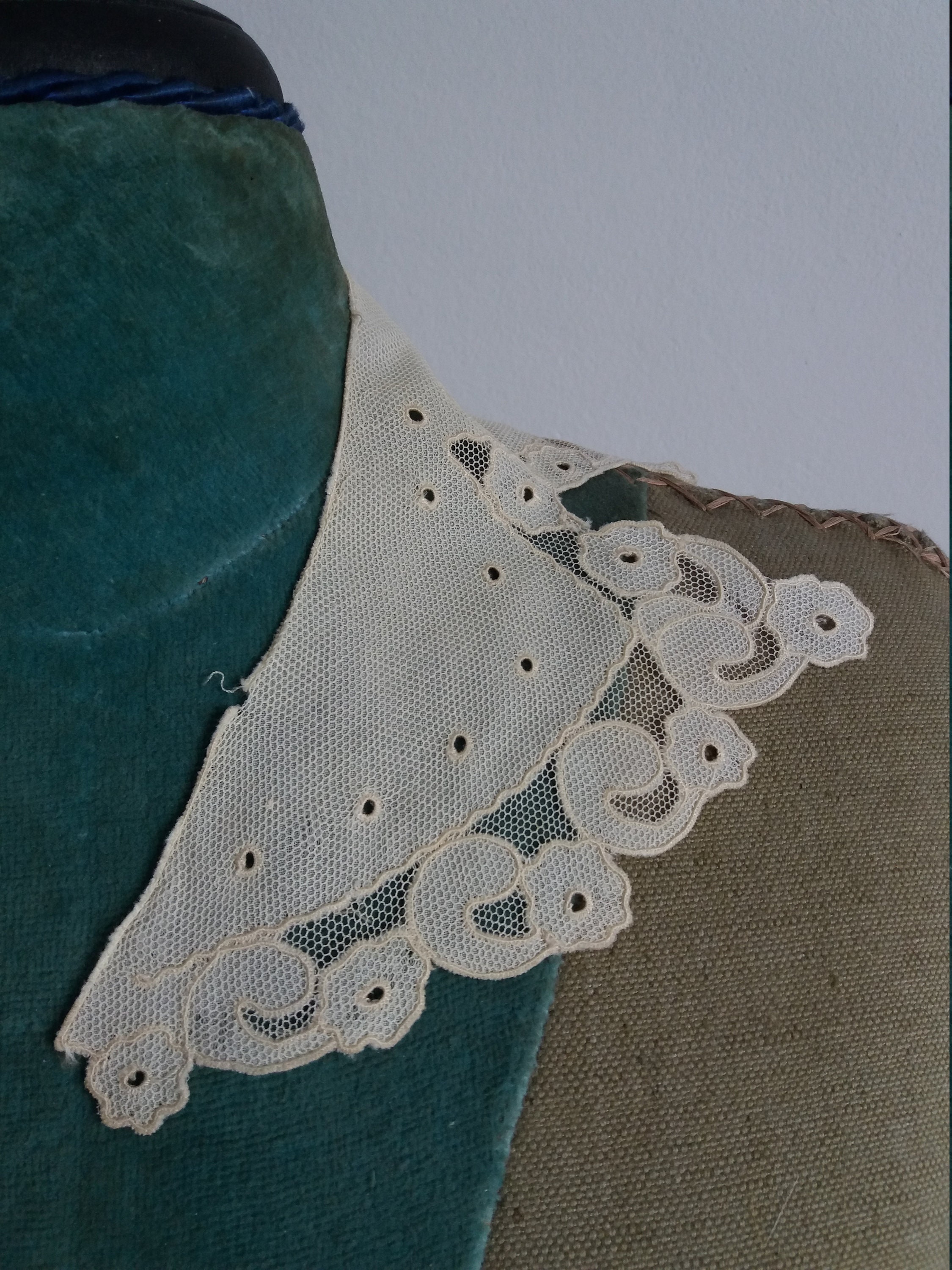 Antique Embroidered Silk & Tulle Collar | Reversible French Handmade ...