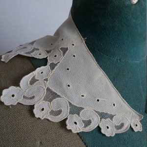 Antique Embroidered Silk & Tulle Collar | Reversible French Handmade ...