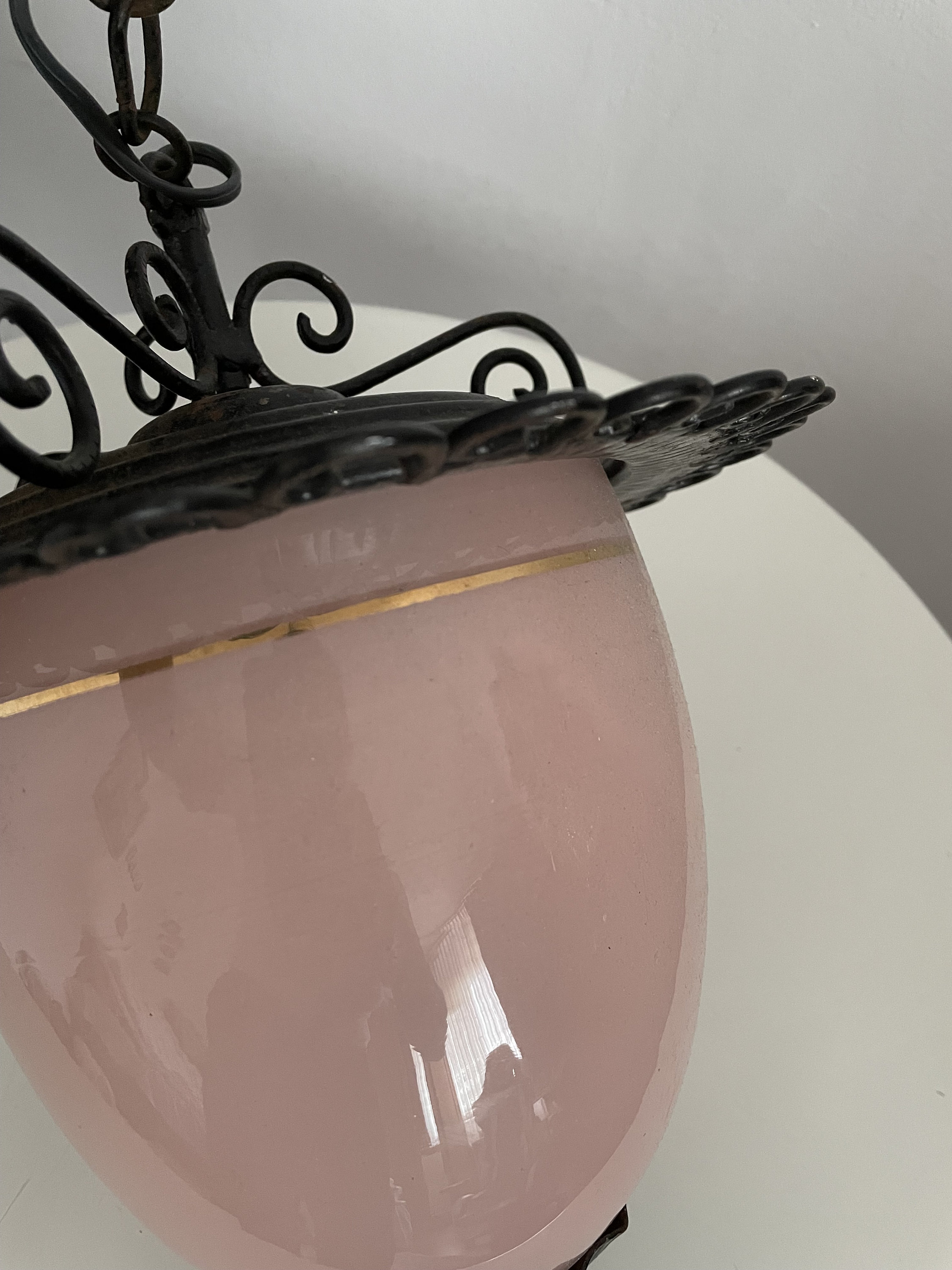 Art Deco Pink Glass Ceiling Light . - Etsy