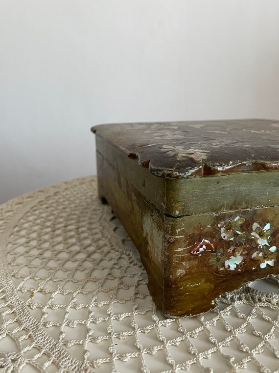 Antique wood & mother of pearl box, Antique French Vi… - Gem