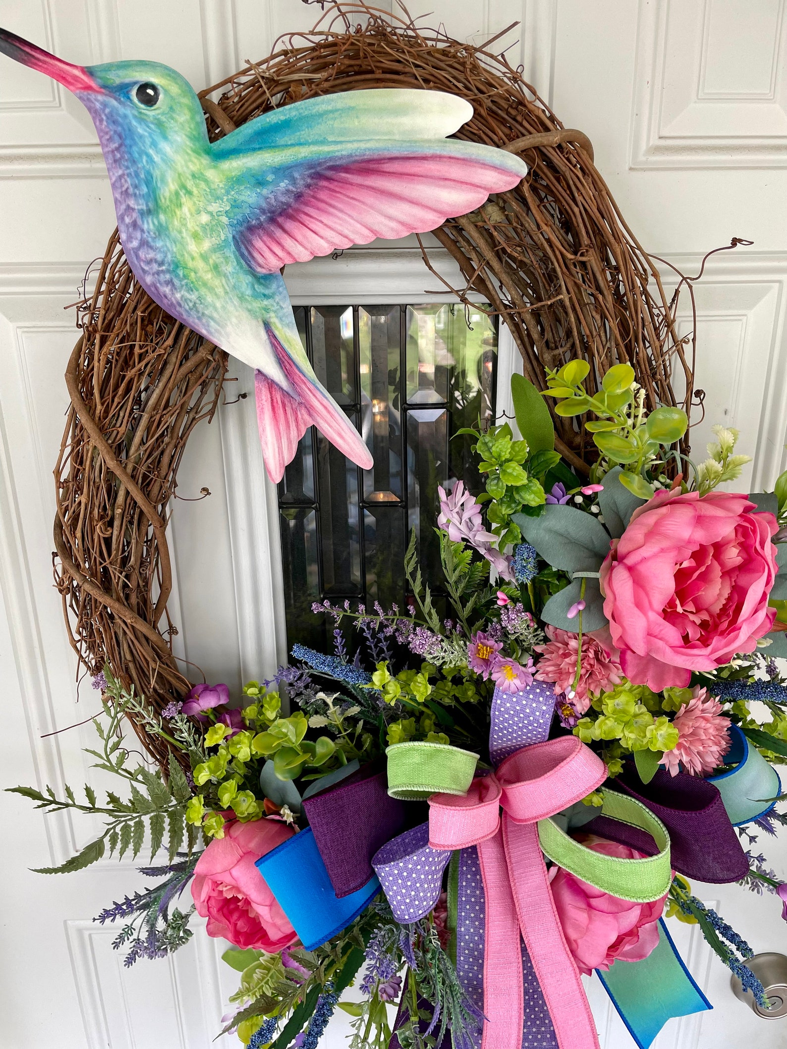 Hummingbird Wreath, Spring Door Wreath, Mothers Day Gift Idea, Entryway ...