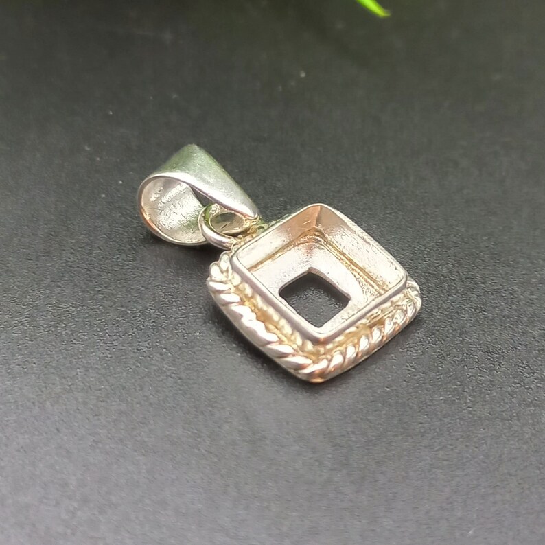 925 Sterling Silver Wire Wrapped Square Pendant, DIY Jewelry (3x3 MM to ...