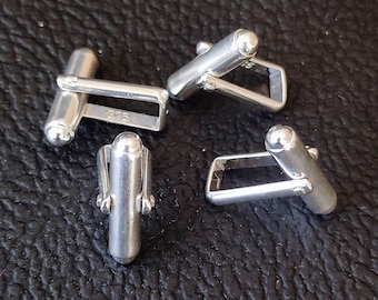 Sterling Silver Plated Cufflink Hooks: DIY Jewelry Supplies (22x7.5 MM ...