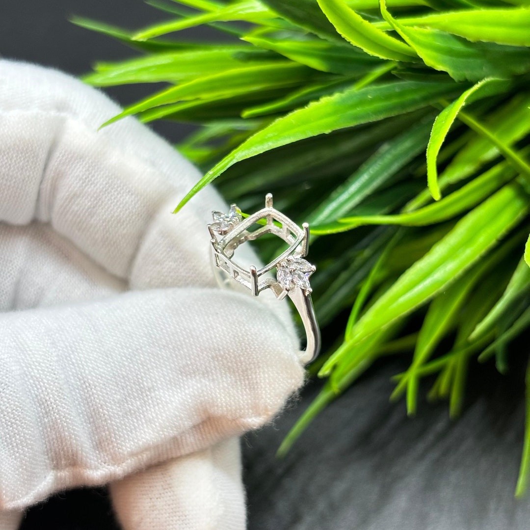 Sterling Silver Plated Octagon Solitaire Ring Setting, DIY Ring ...