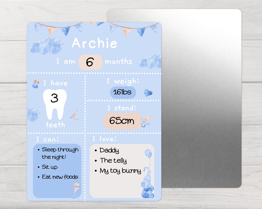 Baby Milestone Whiteboard Personalised First Year Photo Prop Sign ...