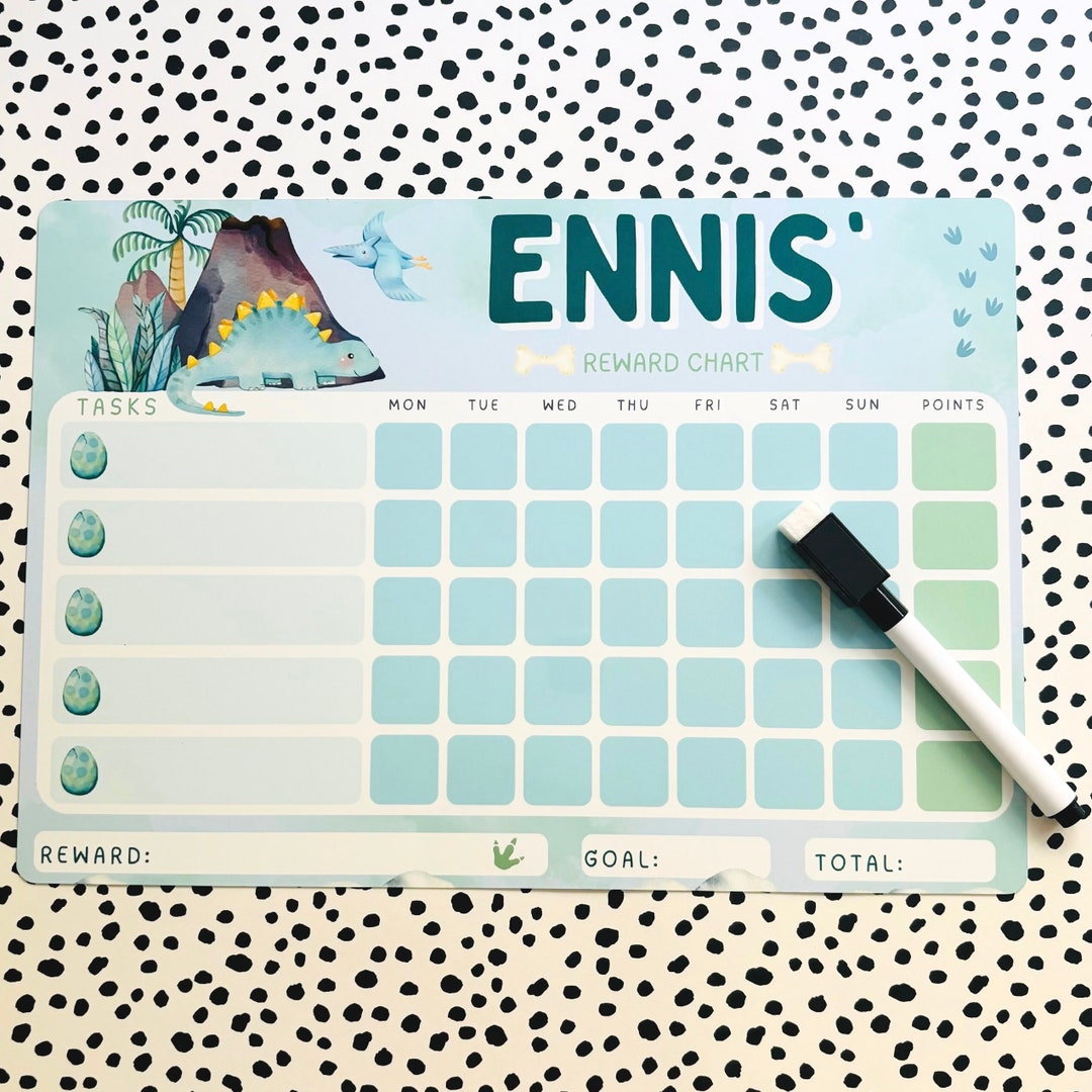 Personalised Wipeable Reward Chart Kids Chore Dry Erase Daily Task ...