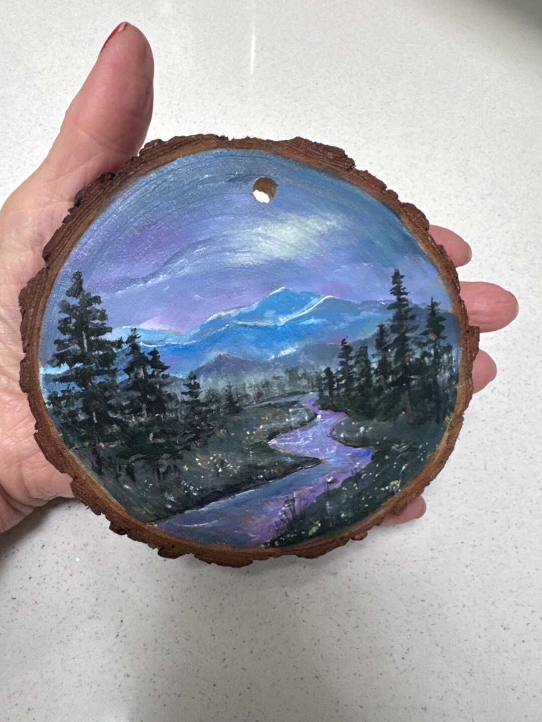 Painted Wooden Log Slice - Etsy