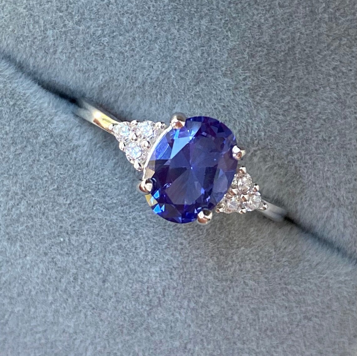 Genuine TANZANITE Ring Sterling Silver Oval Tanzanite and | Etsy