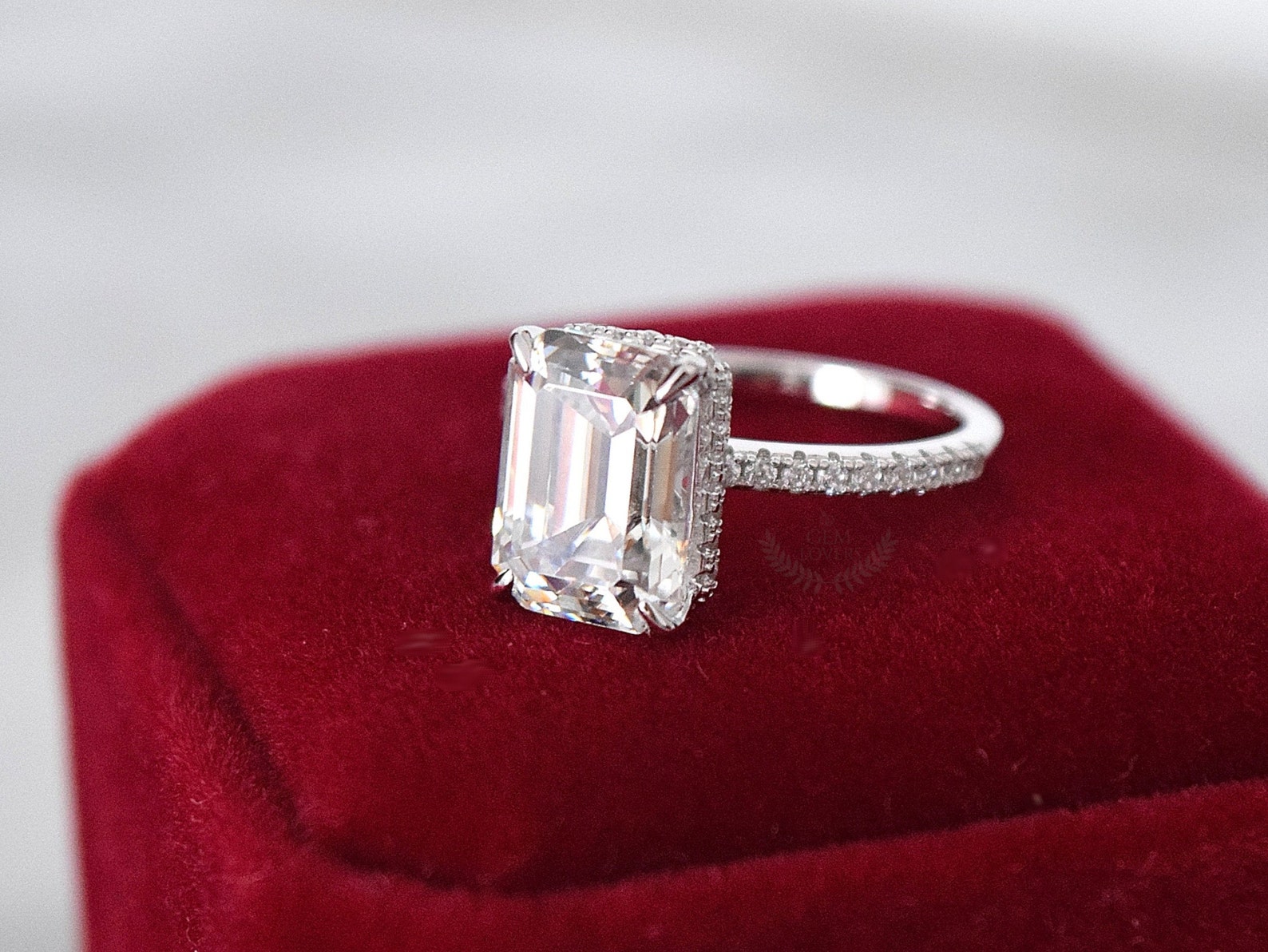 EMERALD CUT DIAMOND Engagement Ring 5 Carats Simulated - Etsy