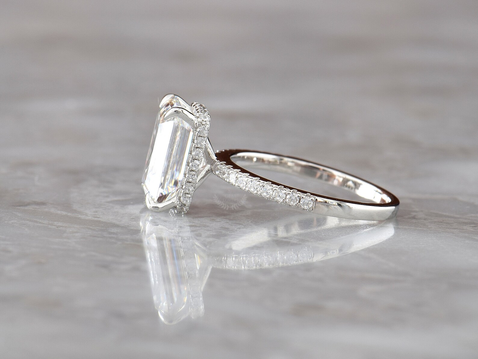 EMERALD CUT DIAMOND Engagement Ring 5 Carats Simulated - Etsy