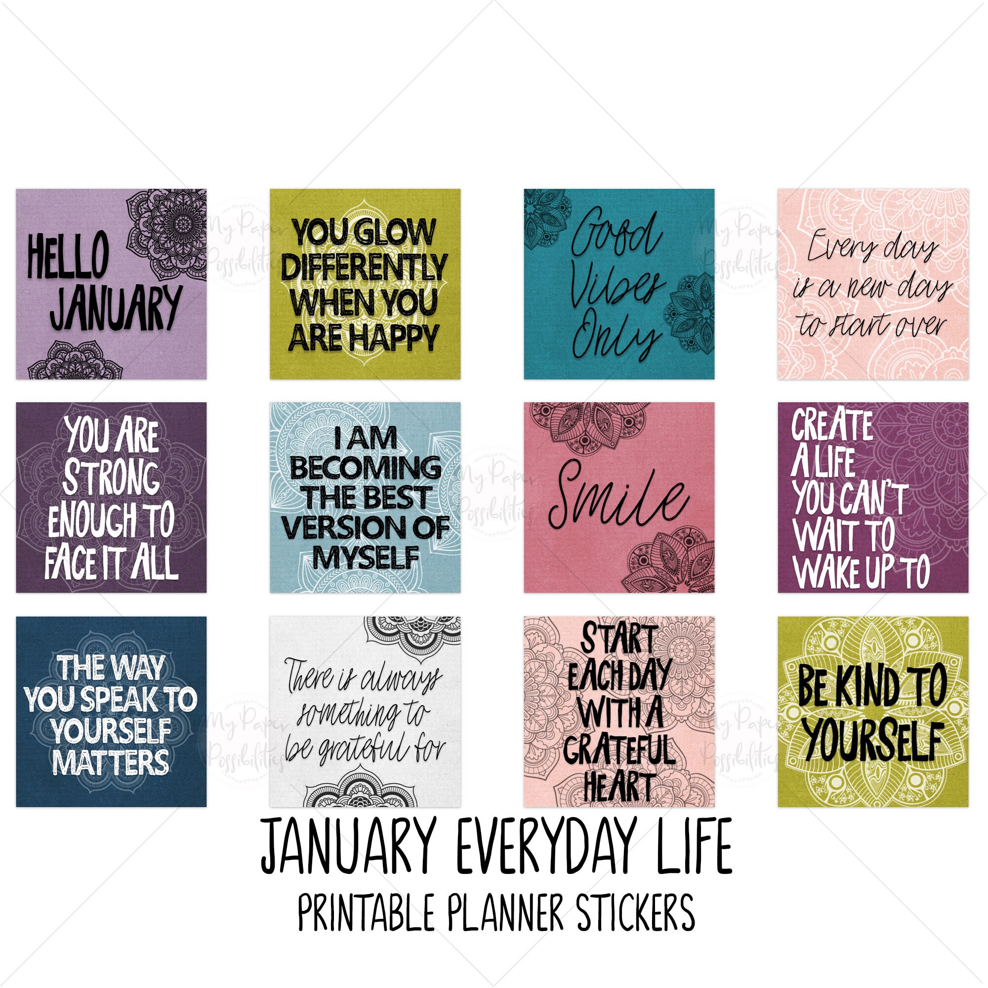 January Planner Stickers Printable Planner Stickers Planner | Etsy