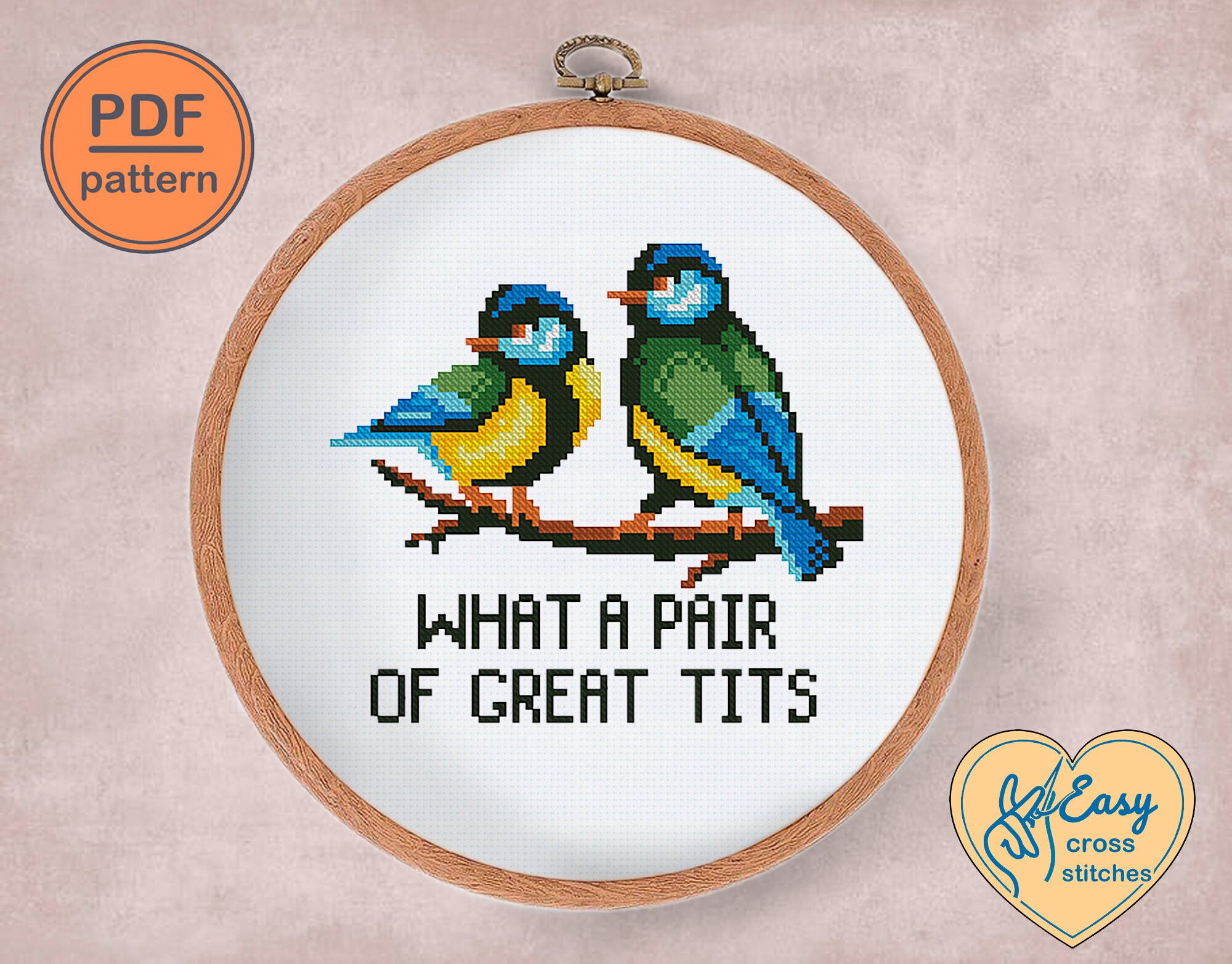 Funny Birds Cross Stitch Pattern. Watercolor Birds Easy Cross Stitch ...