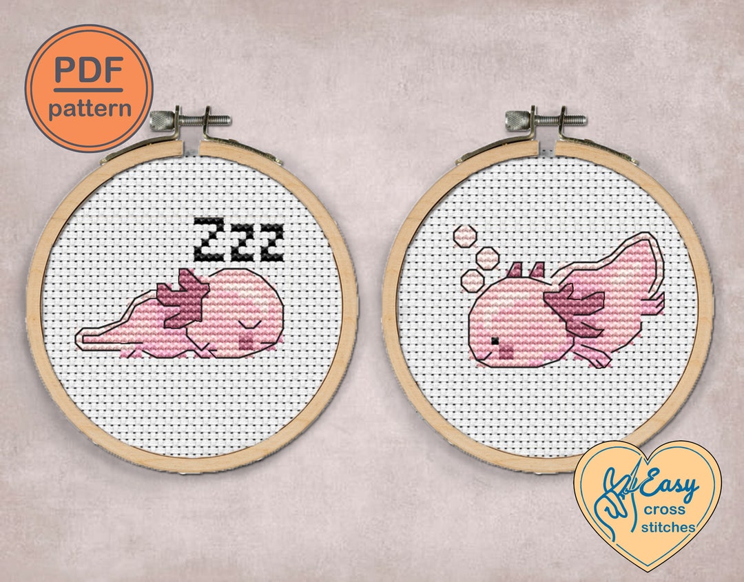 Axolotl Cross Stitch Pattern, Baby Axolotl Embroidery Pattern, Easy ...
