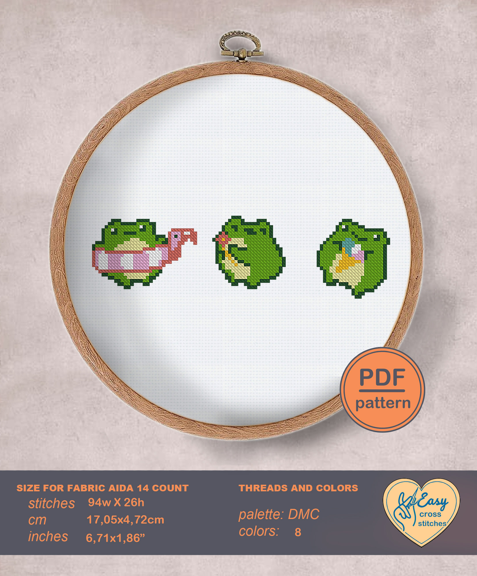Frog Cross Stitch Pattern PDF. Funny Frogs Embroidery Pattern. Funny ...