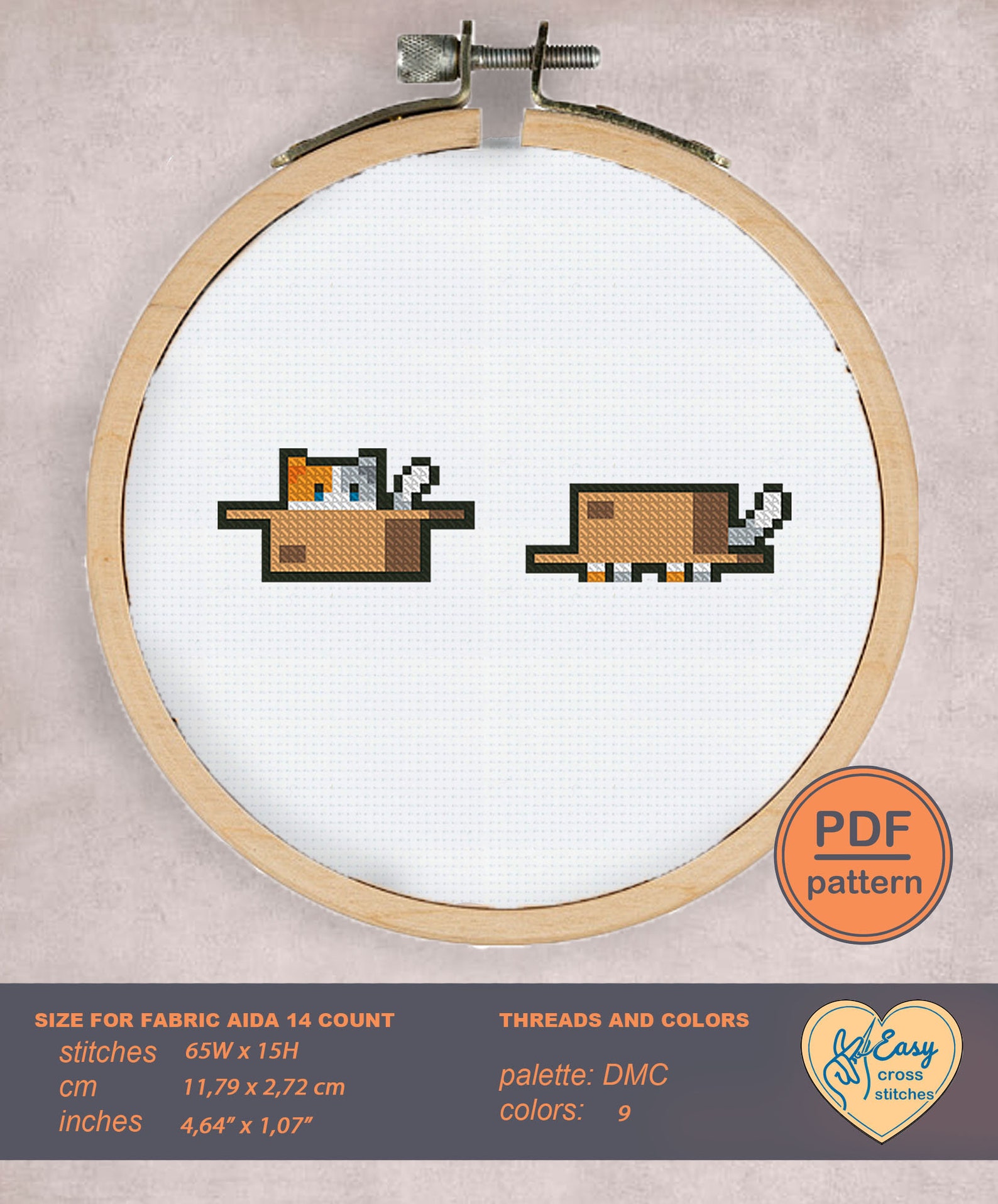 Mini Cat Cross Stitch Pattern PDF Tiny Embroidery Design Kawaii Cats ...