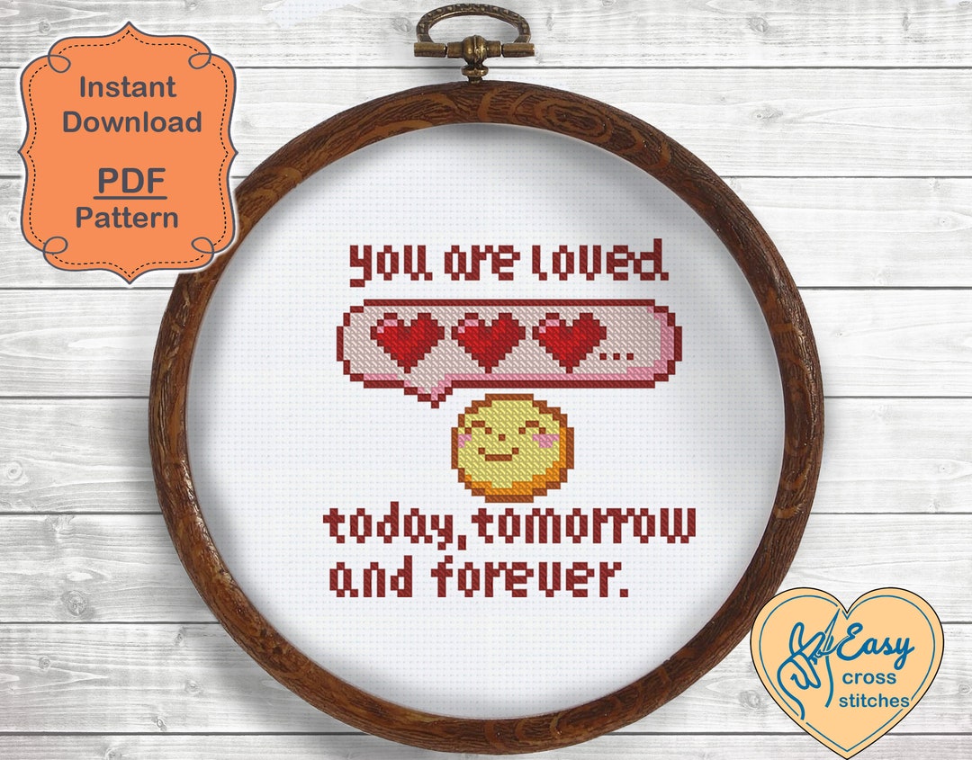 Emoji Cross Stitch Pattern PDF, Love Cross Stitch Pattern for Beginner ...