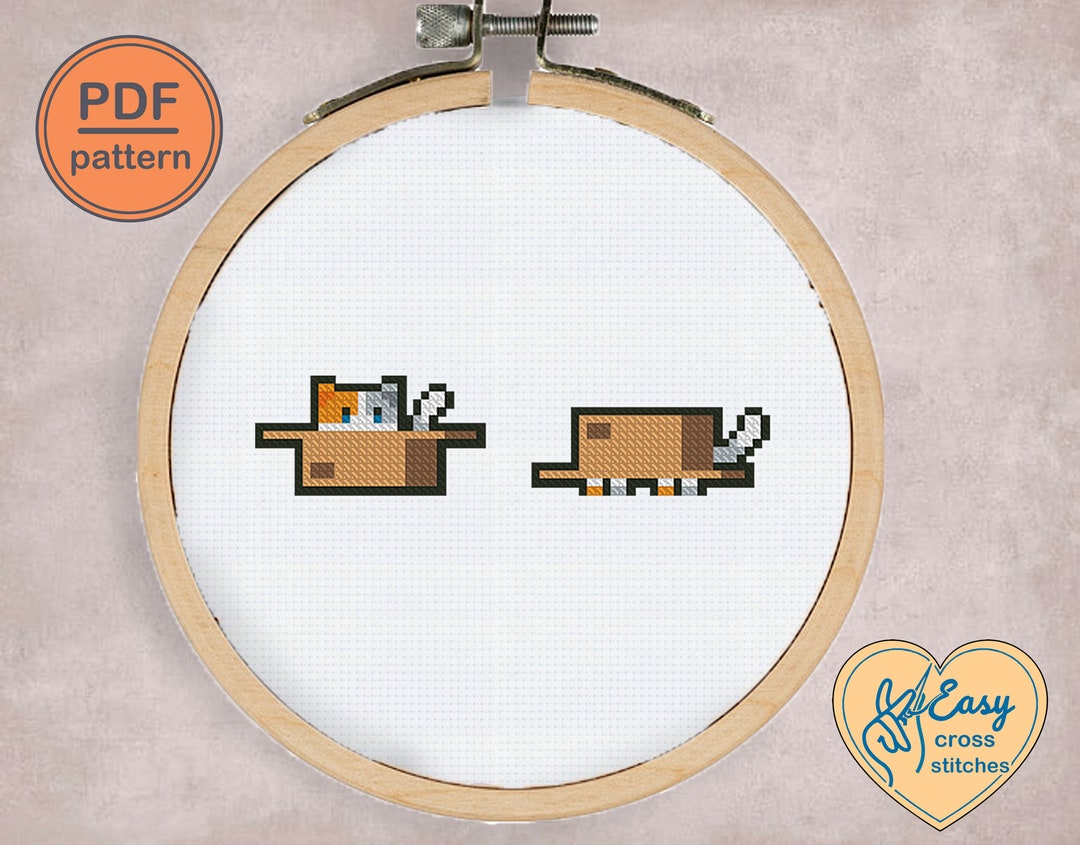 Mini Cat Cross Stitch Pattern PDF Tiny Embroidery Design Kawaii Cats ...