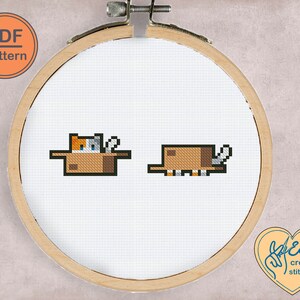 Mini Cat Cross Stitch Pattern PDF Tiny Embroidery Design Kawaii Cats ...