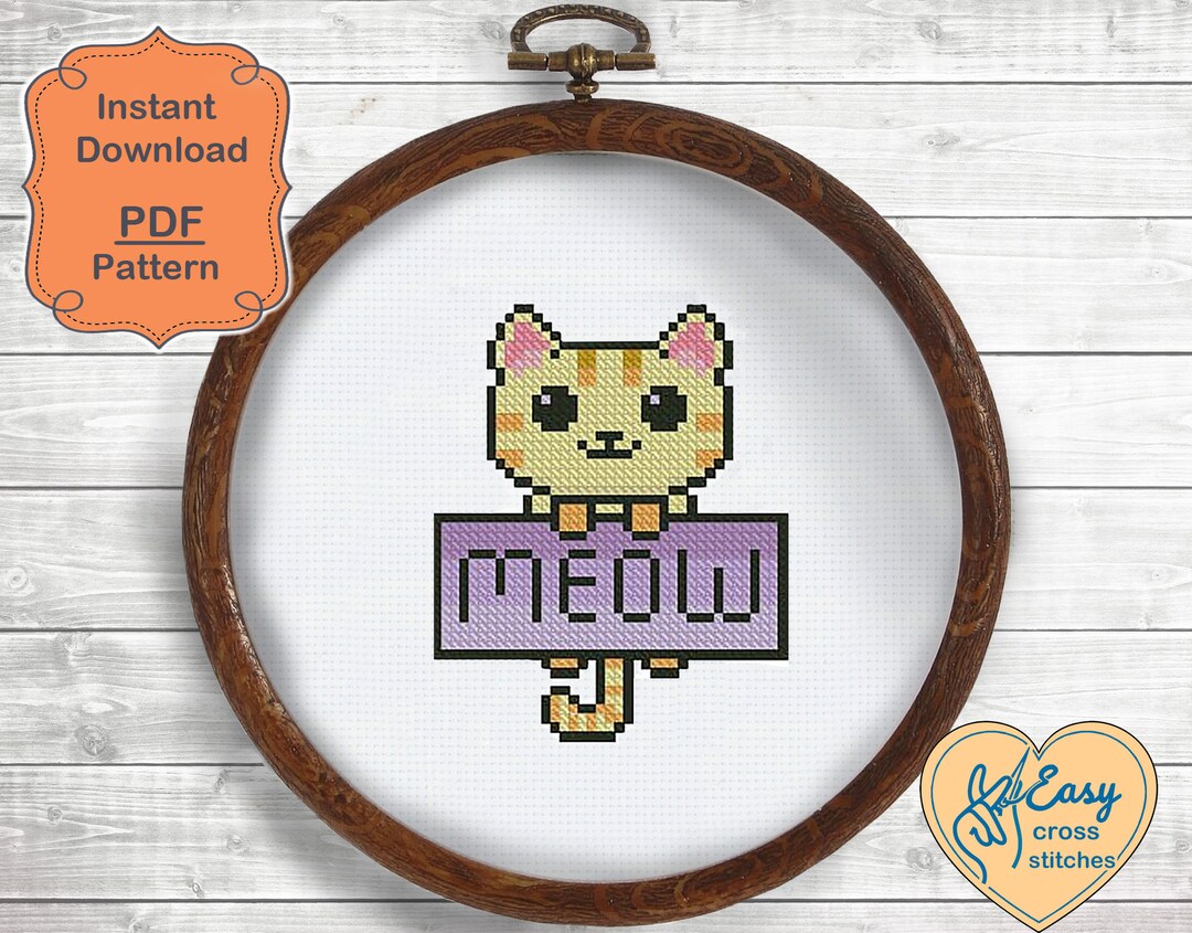 Funny Cat Cross Stitch Pattern PDF - Instant Download - Easy Cute ...
