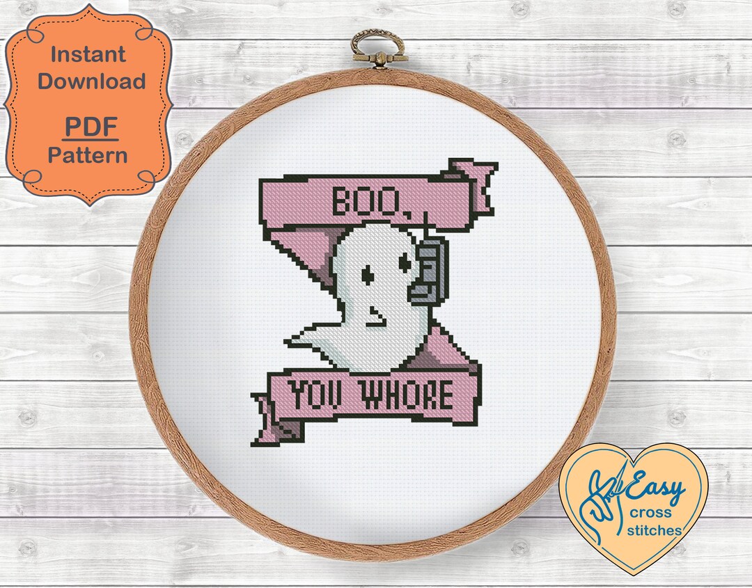 Ghost Cross Stitch Pattern. Halloween Cross Stitch Pattern. Modern ...