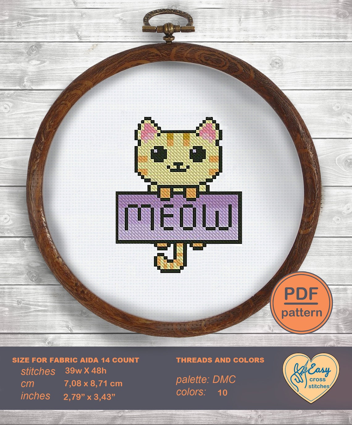 Funny Cat Cross Stitch Pattern PDF Instant Download Easy - Etsy