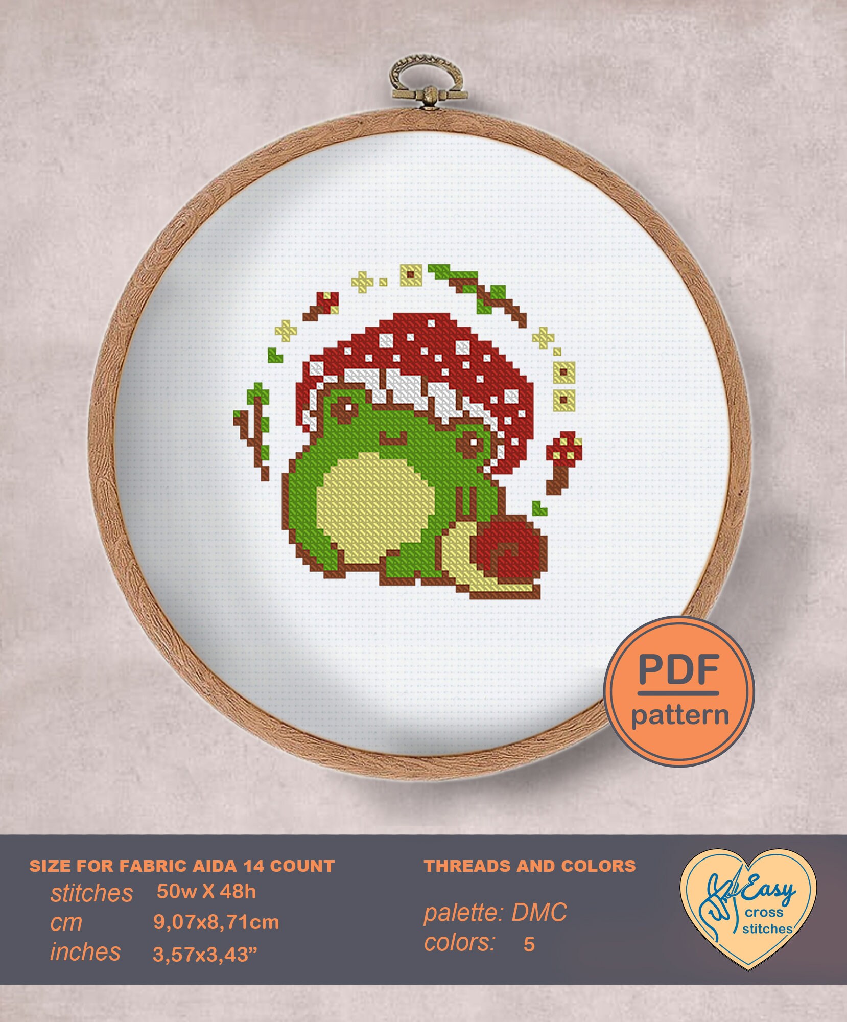 Floral Frog Cross Stitch Pattern PDF. Frog and Toad Cross Stitch ...