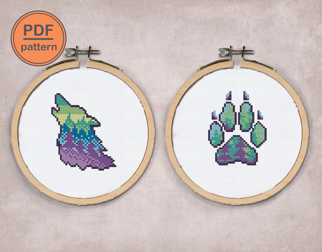 Wolf Cross Stitch Pattern, Wild Animals Modern Cross Stitch Pattern ...