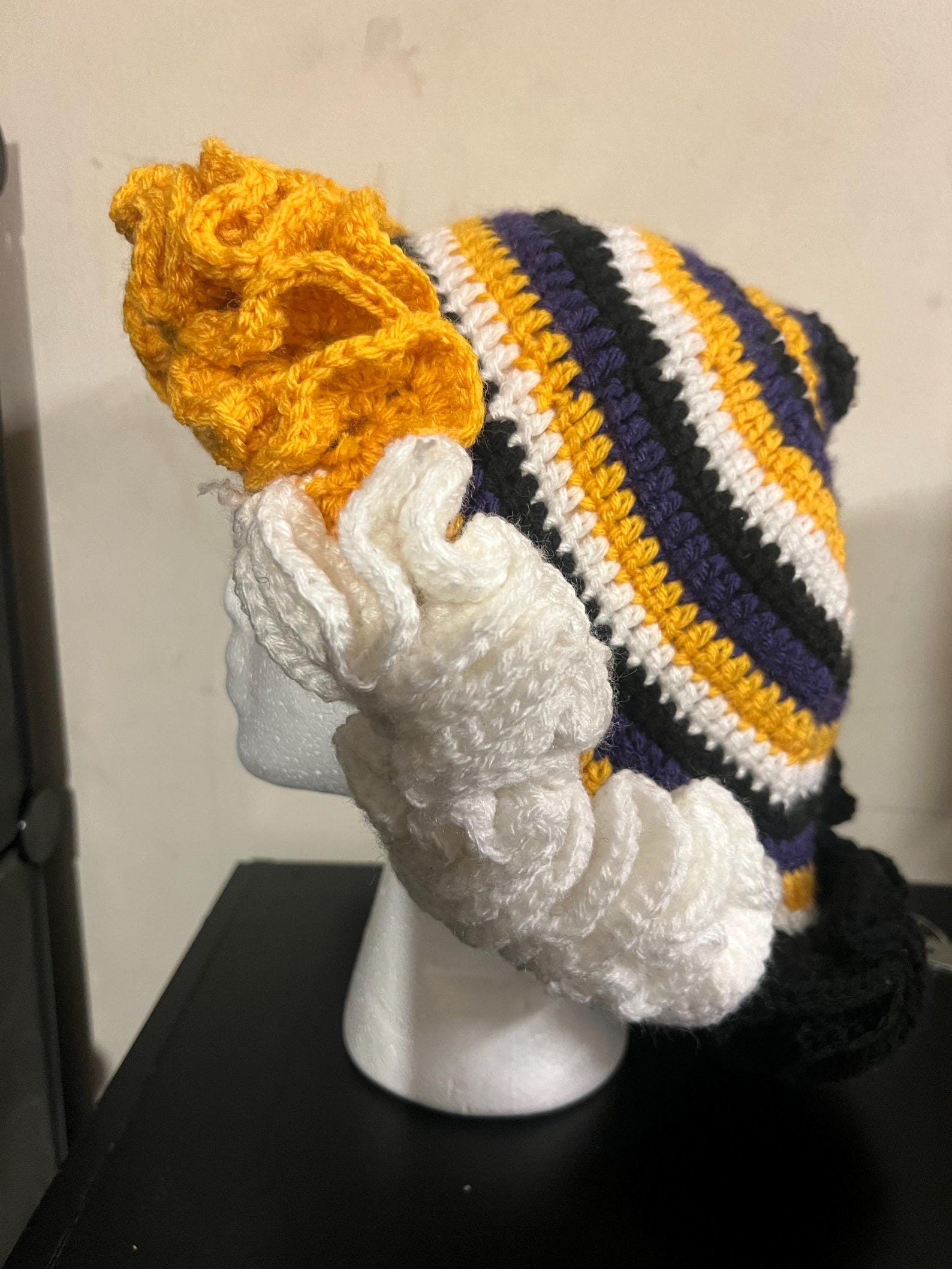 Baltimore Ravens Inspired Crochet Ruffle Hat - Etsy