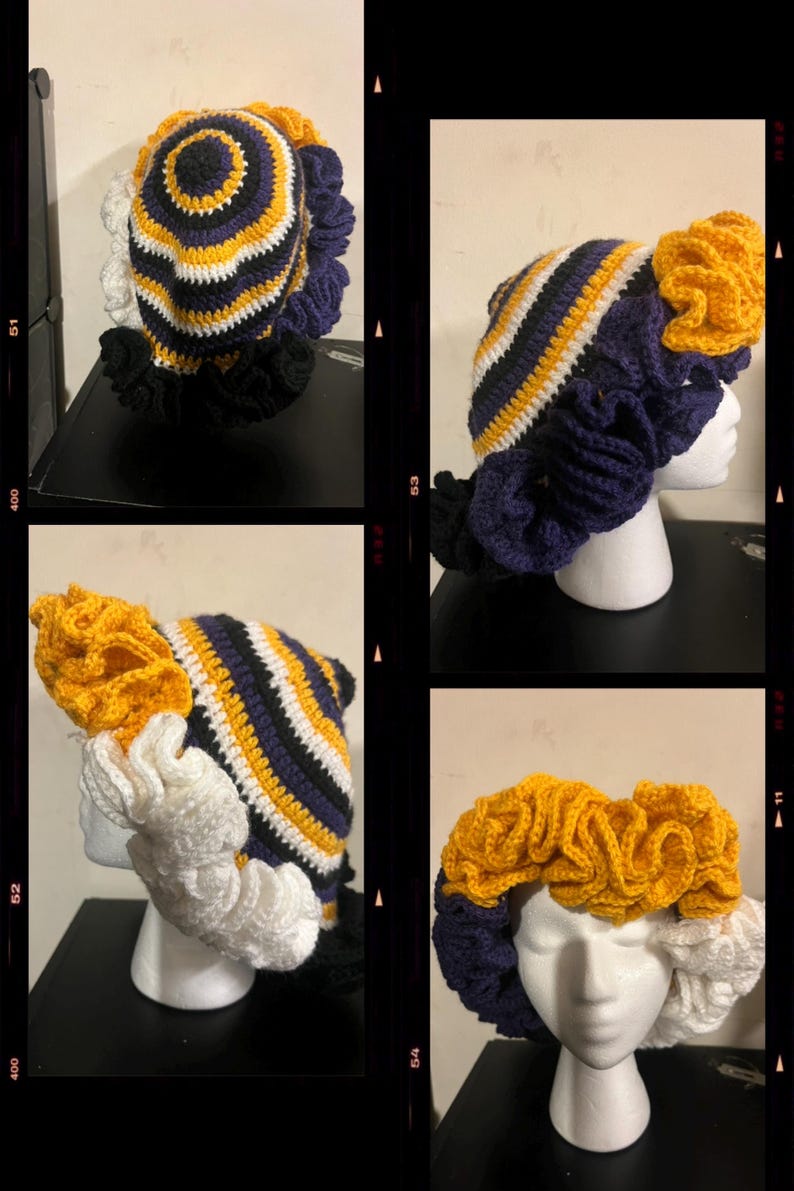 Baltimore Ravens Inspired Crochet Ruffle Hat - Etsy