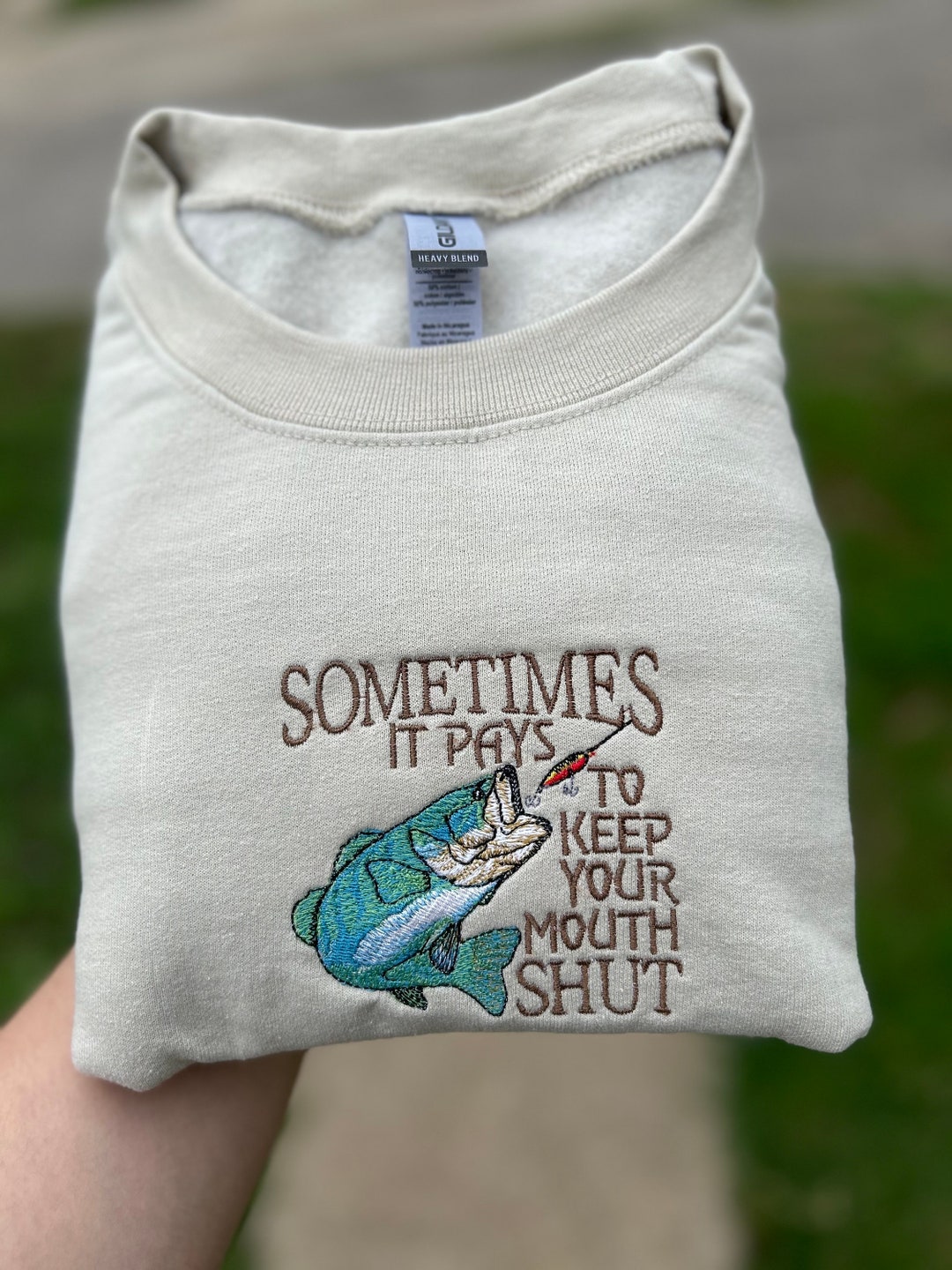 Fishing Embroidered Sweatshirt - Etsy