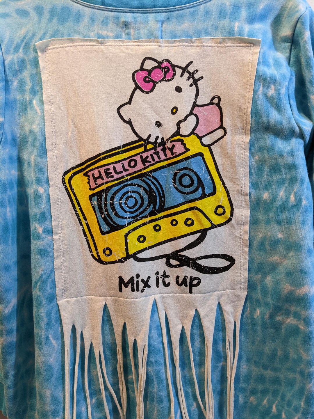 Hello Kitty Mix Tape Patched and Tye Dyed Sweatshirt. Women's 1X ...