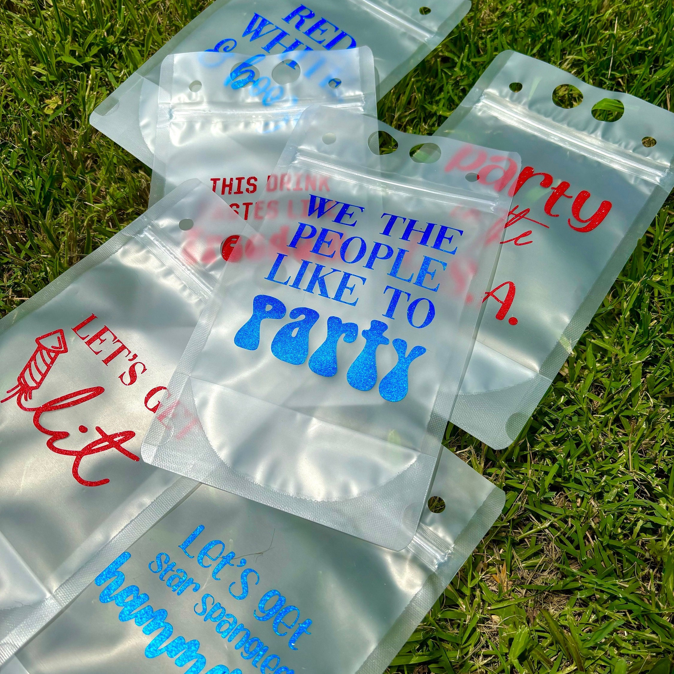 4th of July Reusable Drink Pouches – Patriotic Party Favors, 12-piece ...