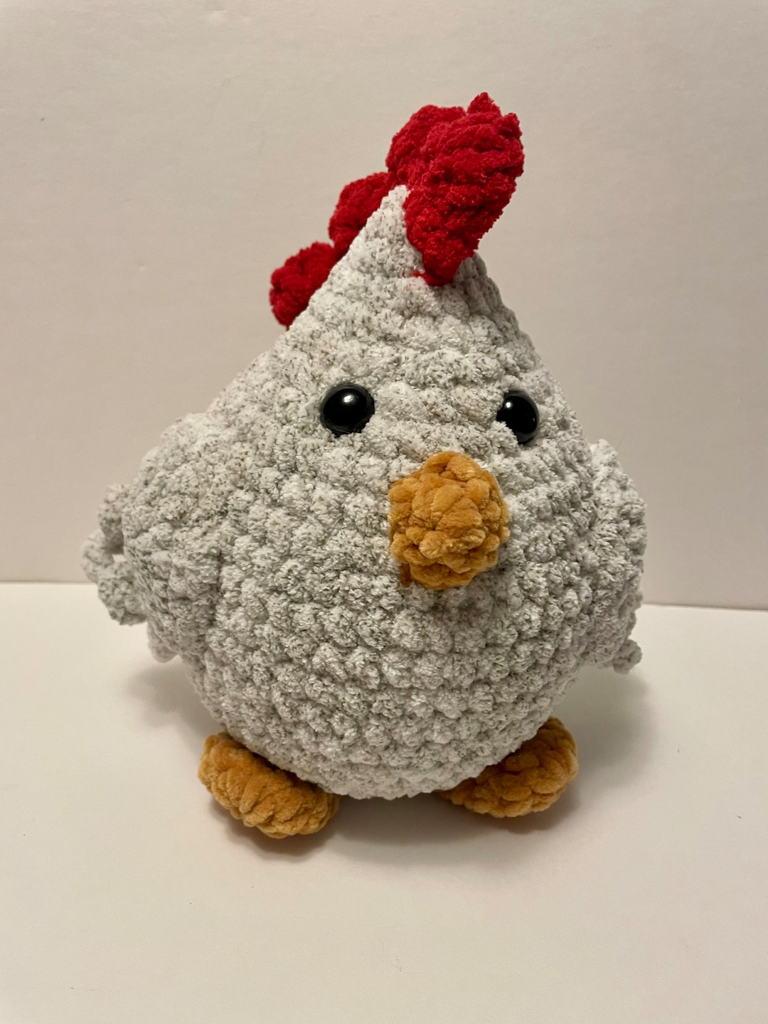 Crochet Plush Chunky Chicken, Plushie Farmhouse Chicken, Tan and White ...
