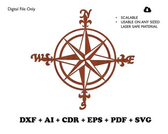 Compass Rose Svg Digital File Cricut Silhouette CNC Router CNC File Cut ...
