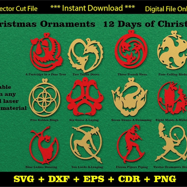 12 Days of Christmas Ornaments - Etsy