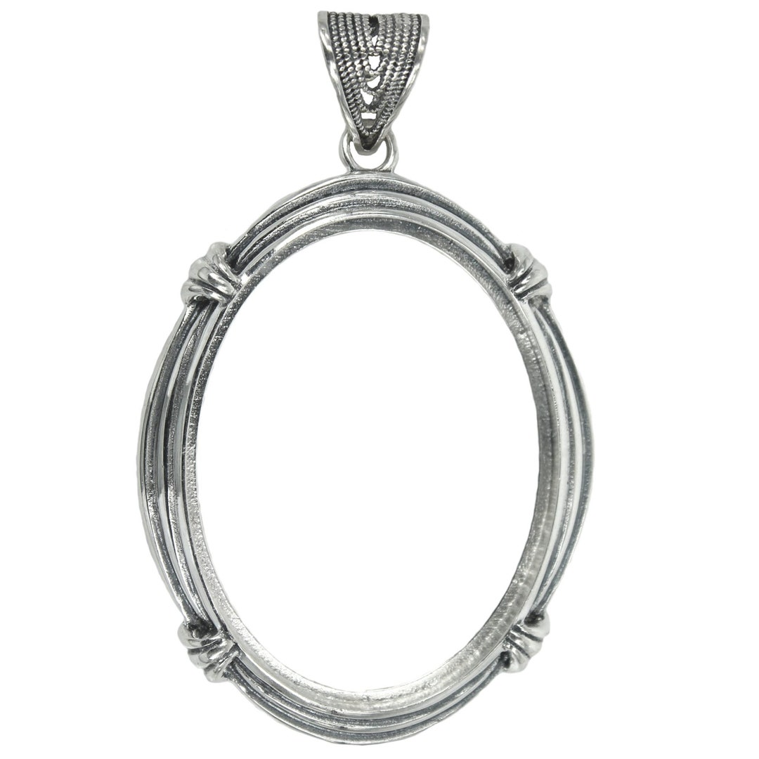Oval Pendant With Bindings Embellishments and Soldered Loop and Bail in ...