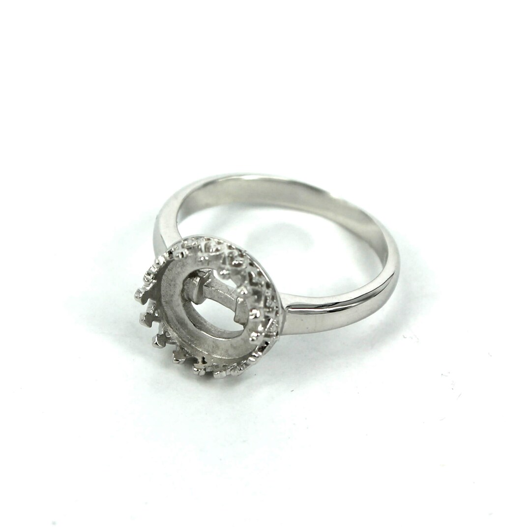 Gallery Ring With Round Bezel Mounting in Sterling Silver 10mm | MTR182 ...