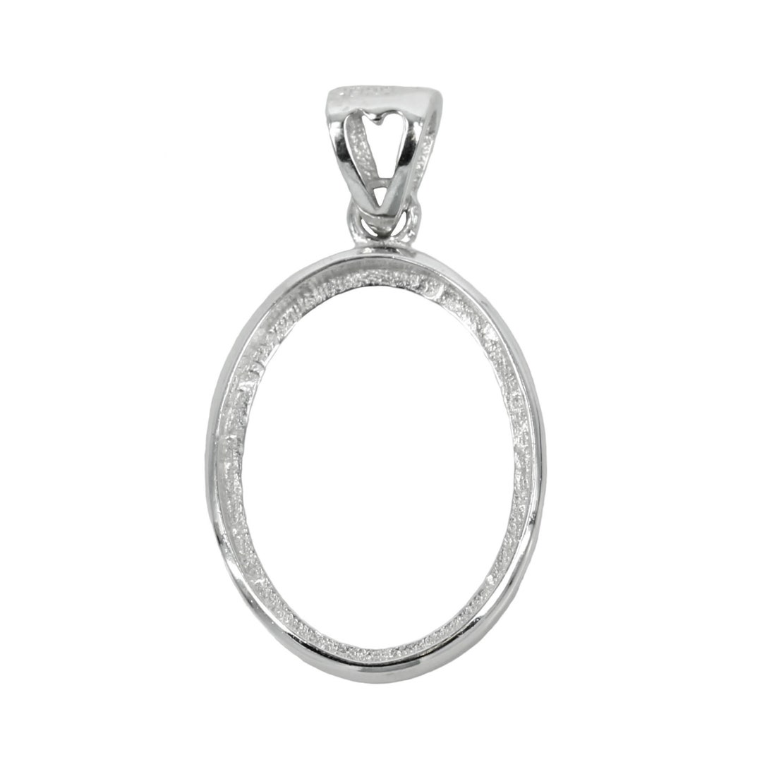 Oval Pendant With Loop and Bail in Sterling Silver 12x16mm | MTP959 - Etsy