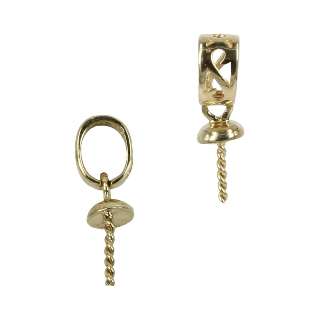 18kt Gold S-filigree Bail With Cup & Peg Pearl Mounting 12.3x3.5mm ...