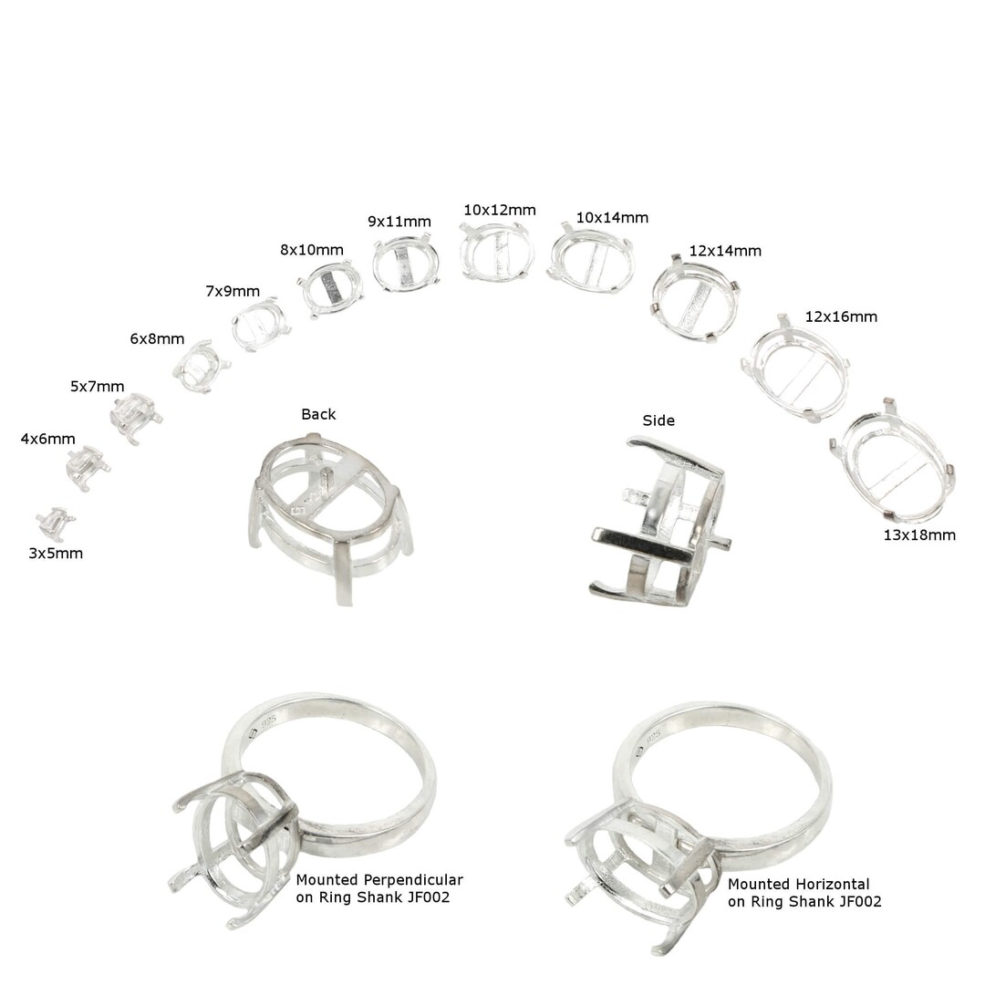 Jeweler Ring Peg Setting Basket Style With Four-prong Oval Prongs ...