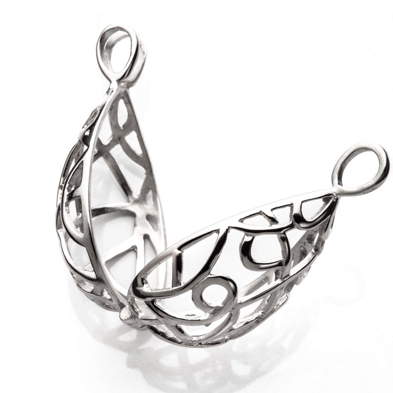 Swirl Pendant With Oval Cage Mounting in Sterling Silver | MTP211 - Etsy