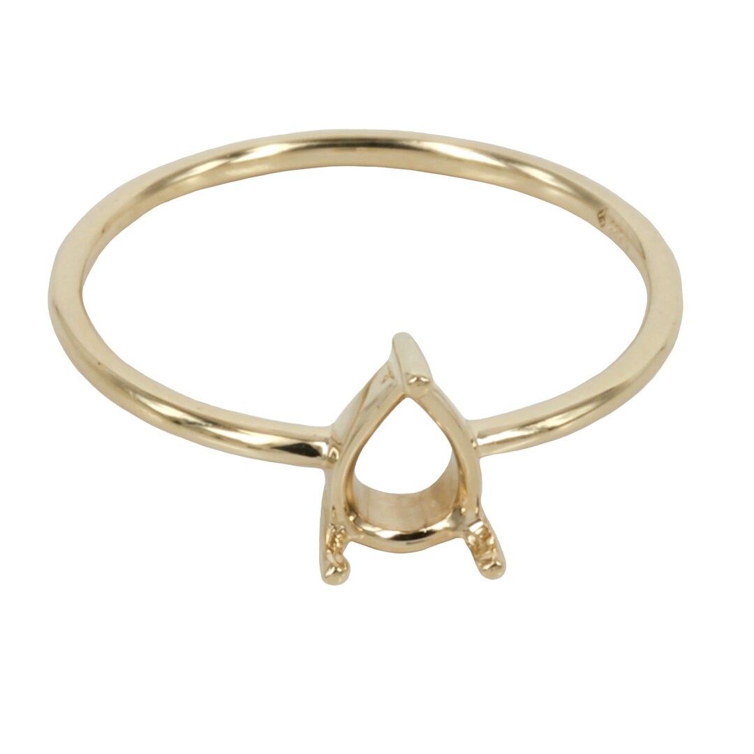 14K Gold Classic Pear Ring for 5x7mm Pear Stones | MTR477K14 - Etsy