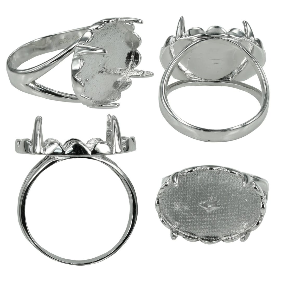 Split Shank Scalloped Platform Ring in Sterling Silver for 13x18mm ...