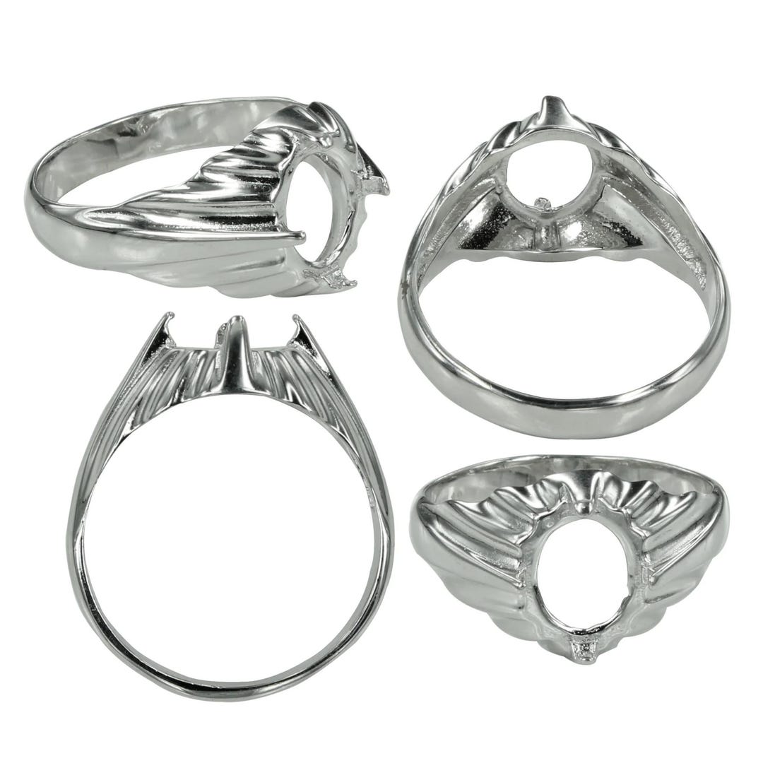 Fluted Shoulders Ring in Sterling Silver for 8x10mm Stones | MTR629 - Etsy