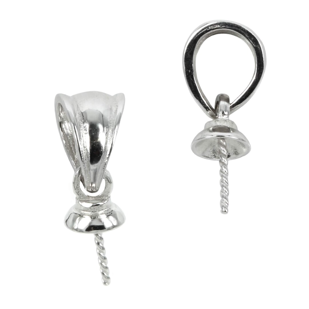 Fluted Bail With Cup & Peg Pearl Mounting in Sterling Silver 16x7.5mm ...