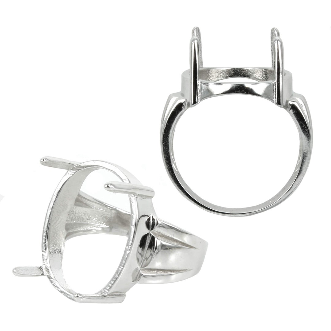 Raised Ring With Oval Prong Mounting in Sterling Silver for 16x21mm ...